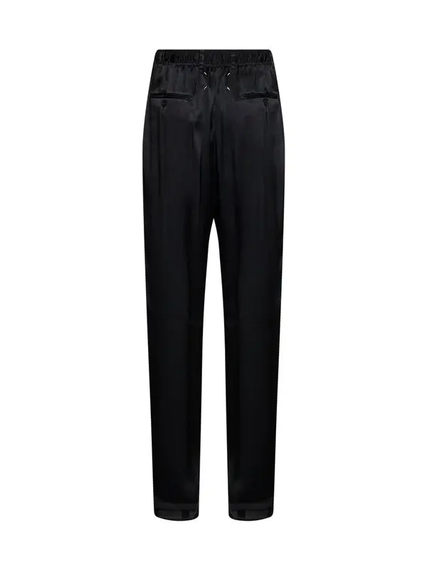 MAISON MARGIELA Black Satin Drawstring Trousers