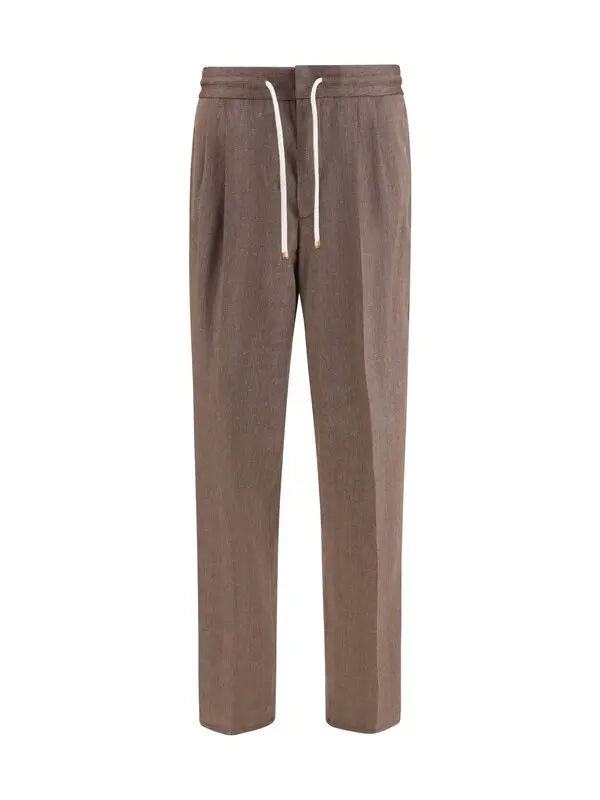 Brunello Cucinelli Herringbone Linen And Wool Pants