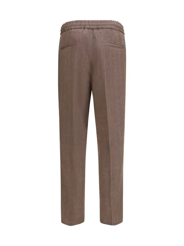 Brunello Cucinelli Herringbone Linen And Wool Pants