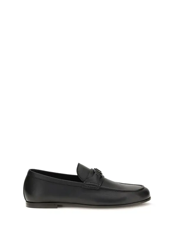 Valentino Garavani Vlogo Signature Deer Leather Loafers - Black