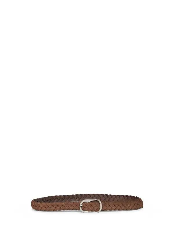 Brunello Cucinelli Dark Brown Suede Woven Belt