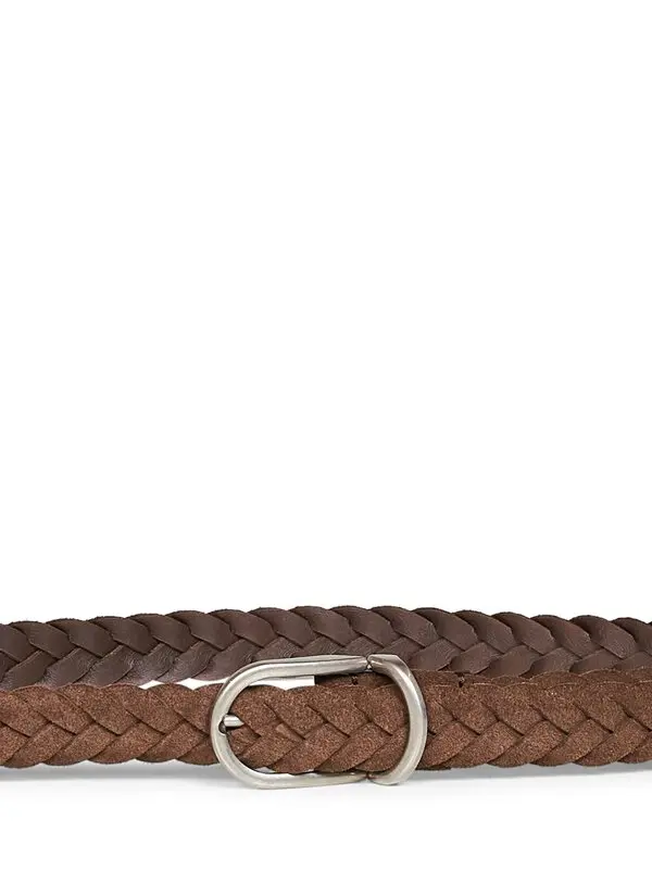 Brunello Cucinelli Dark Brown Suede Woven Belt