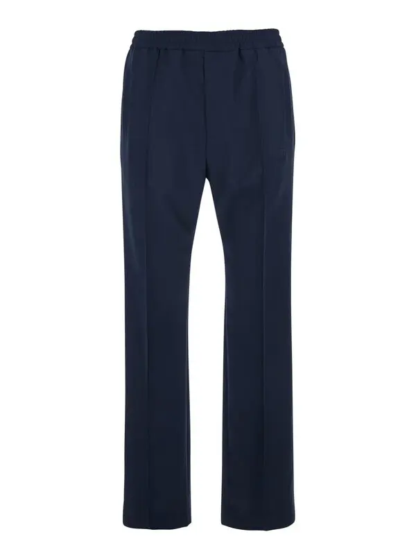 Gucci Blue Pants With Elastic Waist And Web Detail In Tech Fabric For - Multicolor