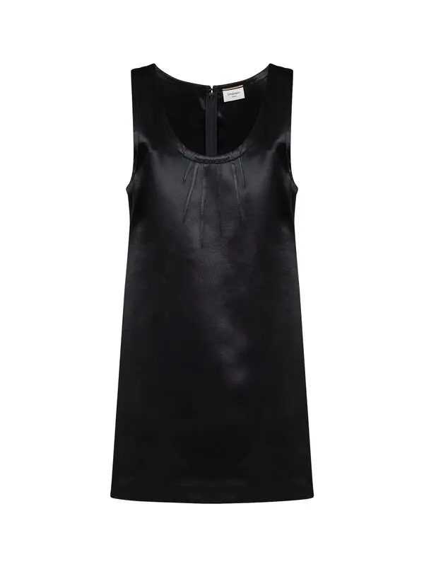 Saint Laurent Satin Cassandre Sheath Mini Dress - Multicolor