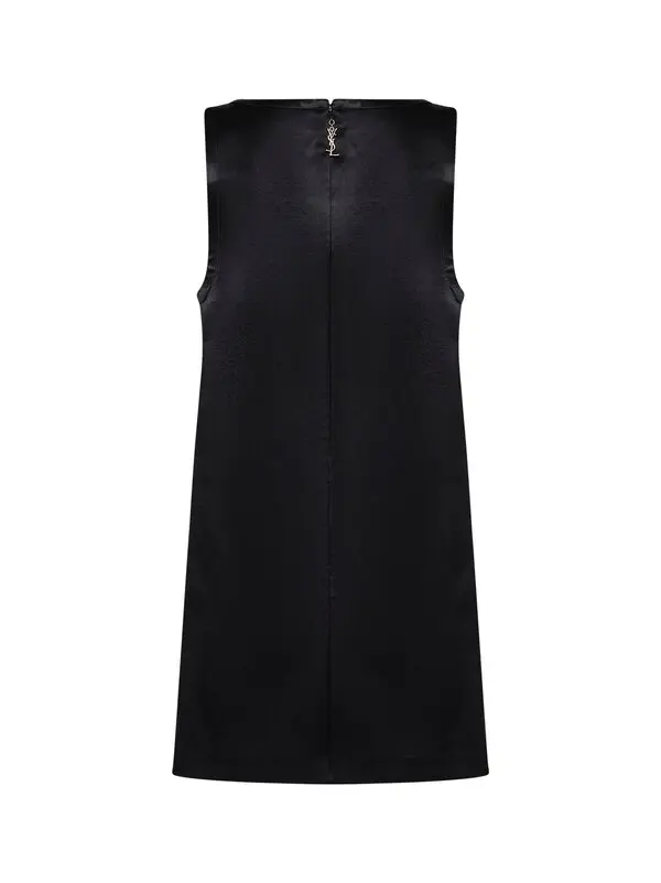 Saint Laurent Satin Cassandre Sheath Mini Dress - Multicolor