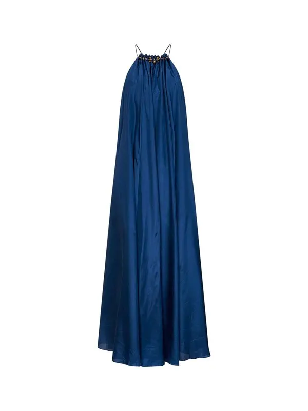 Zimmermann Silk Aster Dark Gathered Beaded Maxi Dress - Multicolor