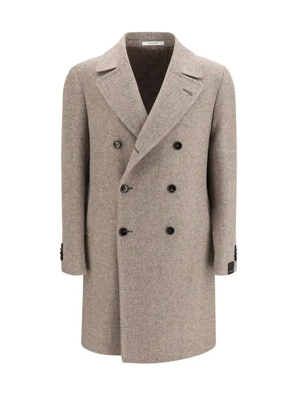 Tagliatore Chevron Double-breasted Coat - Cream