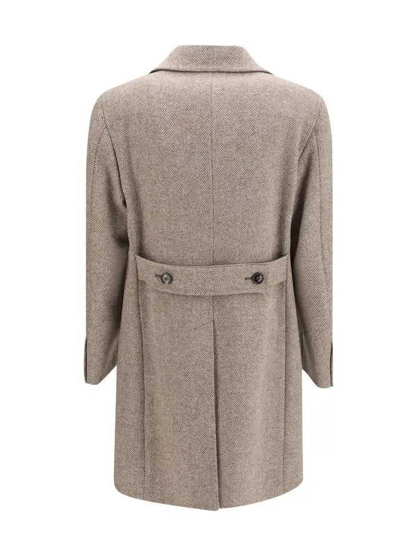 Tagliatore Chevron Double-breasted Coat - Cream