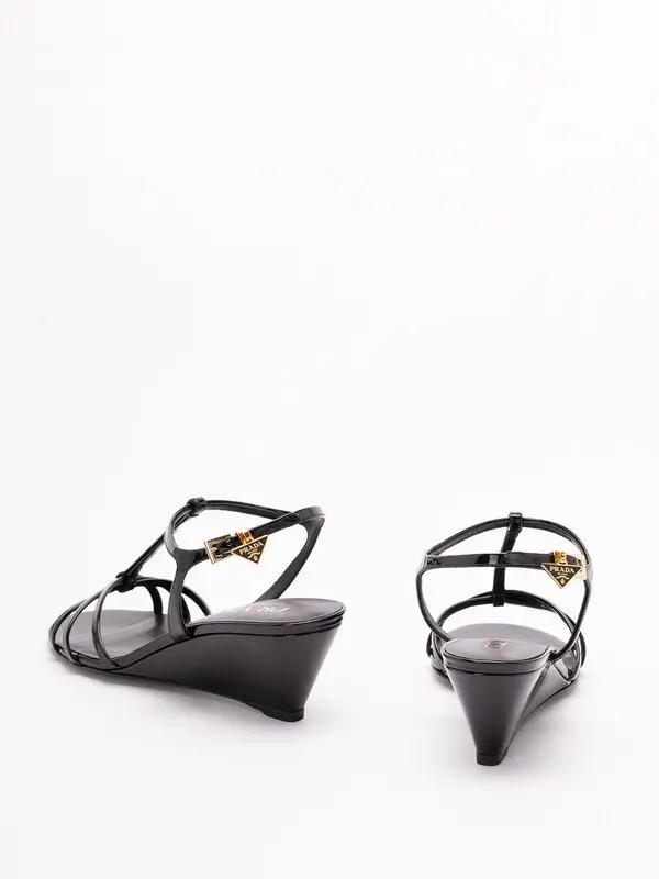 Prada Patent Leather Wedge Sandals - Multicolor