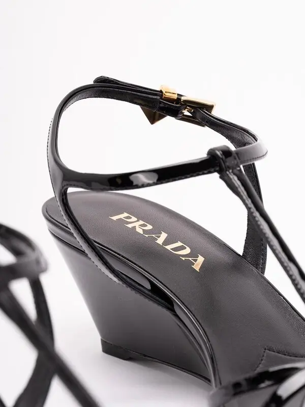 Prada Patent Leather Wedge Sandals - Multicolor
