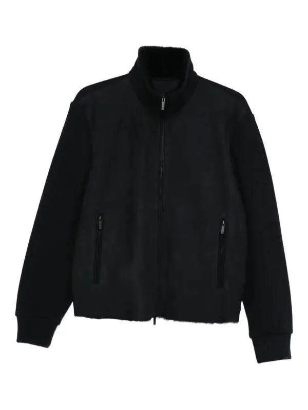 Giorgio Armani High-neck Bluson Jacket With Shearling Details - Black