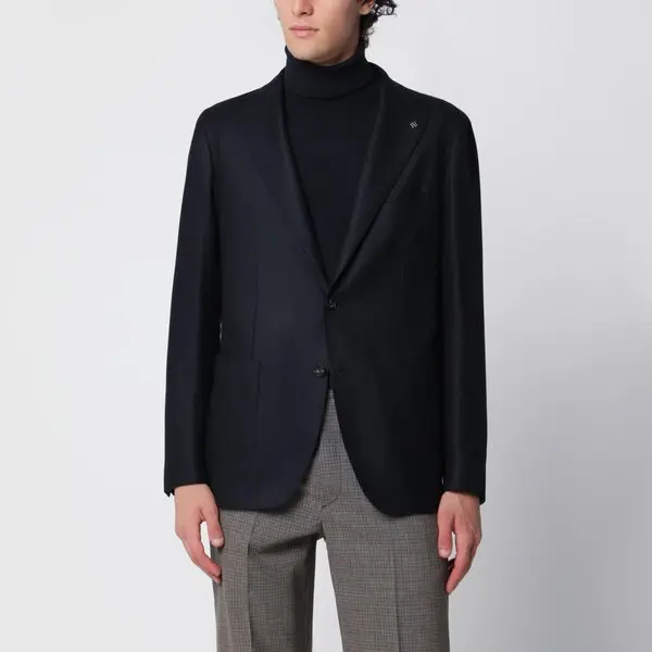 Tagliatore Navy Single-breasted Wool And Cashmere Jacket