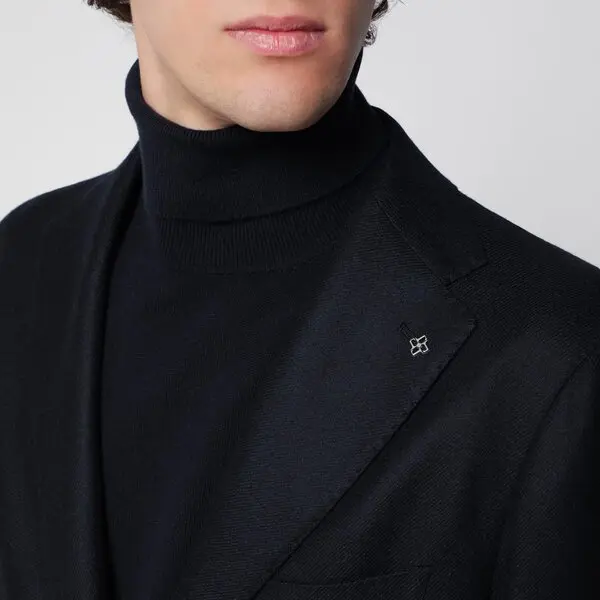 Tagliatore Navy Single-breasted Wool And Cashmere Jacket