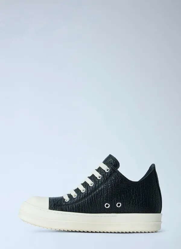 Rick Owens Textured Leather Low-top Sneakers - Black