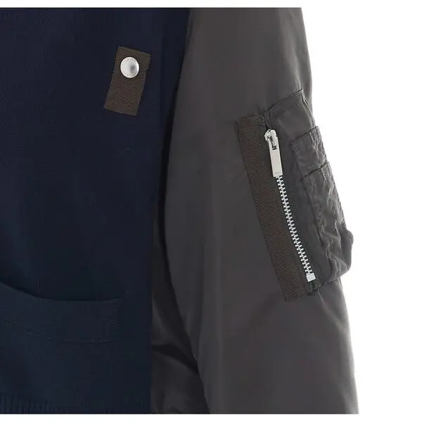 Sacai Nylon Twill X Cotton Knit Cardigan
