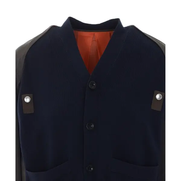 Sacai Nylon Twill X Cotton Knit Cardigan