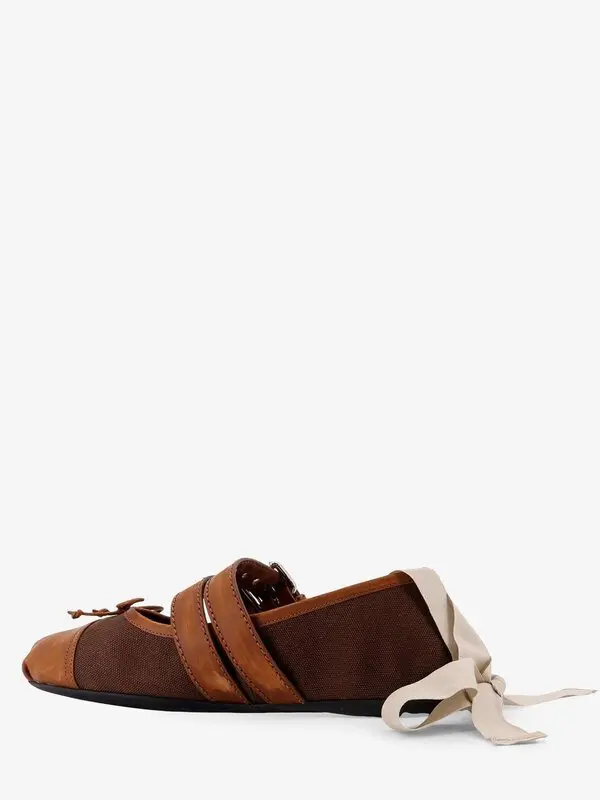Miu Miu Canvas And Leather Blend Ballerinas - Multicolor