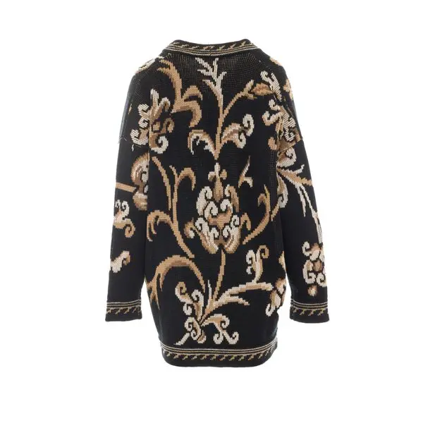 Etro Floral Paisley Motif Wool Cardigan - Black