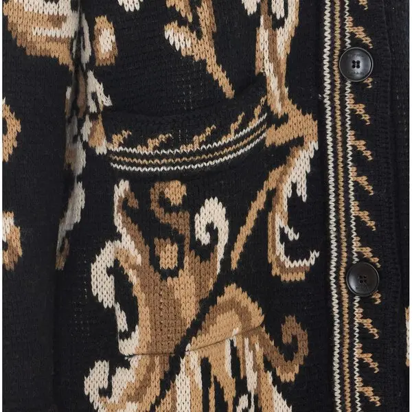 Etro Floral Paisley Motif Wool Cardigan - Black