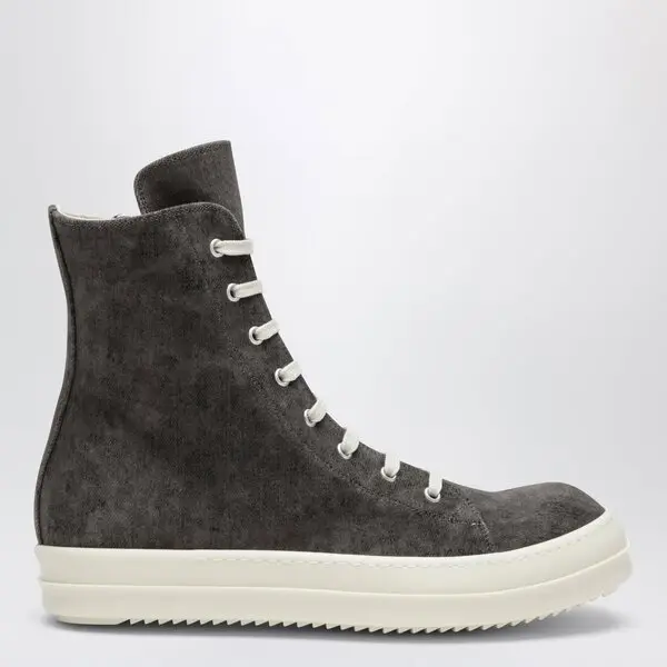 Rick Owens Tower Sneakers In Dusty Grey And Milk White Corduroy-effect Canvas - Cream