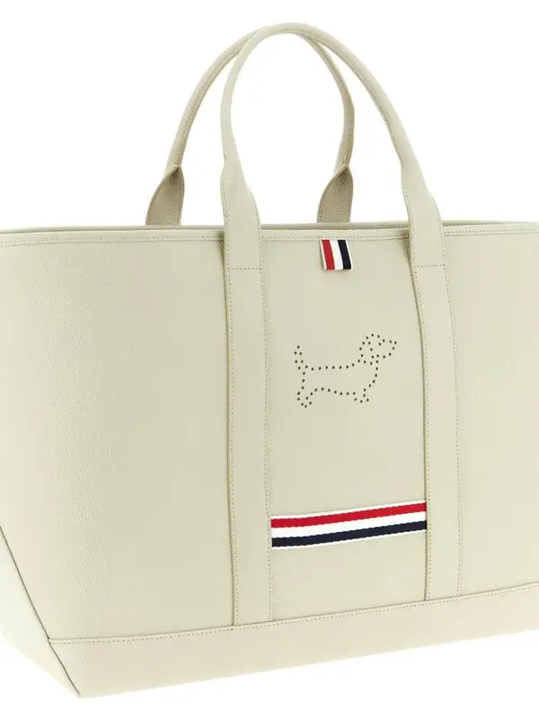Thom Browne Medium Tool Bag With Perforated Hector In Grained Leather