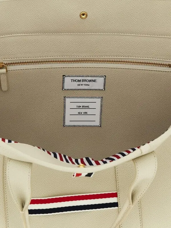 Thom Browne Medium Tool Bag With Perforated Hector In Grained Leather - Multicolor