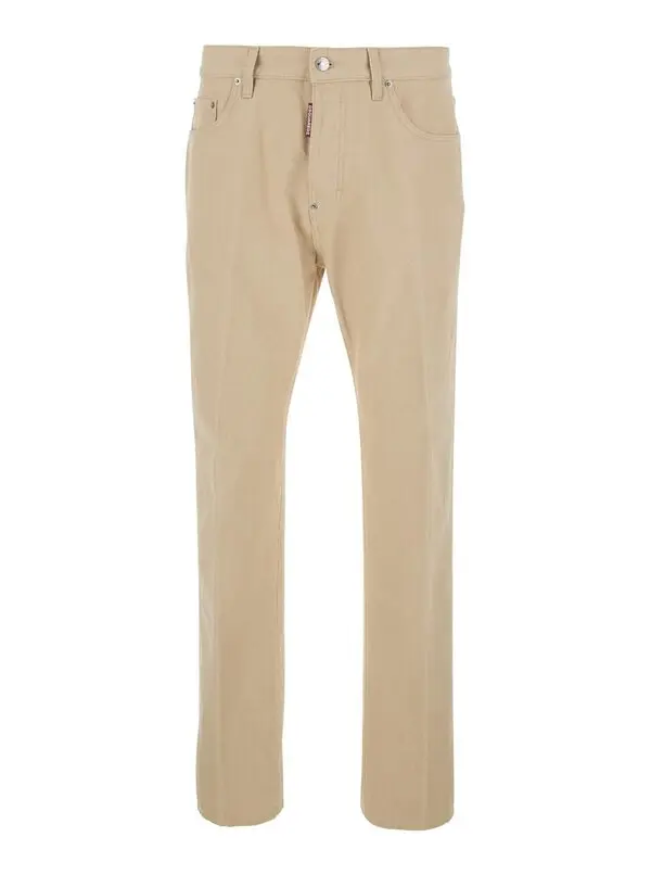 Dsquared2 642' Beige Jeans With Logo Patch On The Back In Denim For - Multicolor