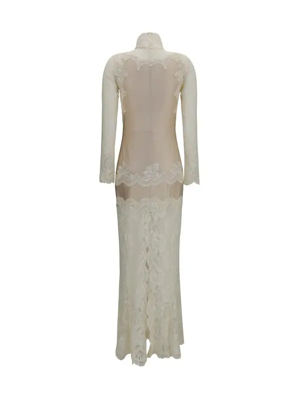 Rabanne Long Lace And Jersey Gown