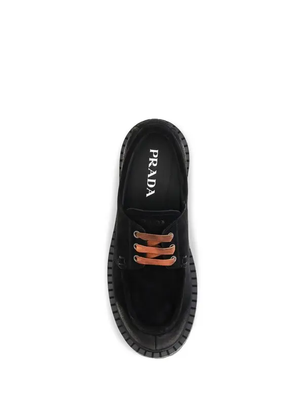 Prada Suede Lace-up Loafers