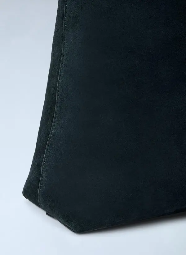 TOTEME Medium Bevel Suede Shoulder Bag - Black