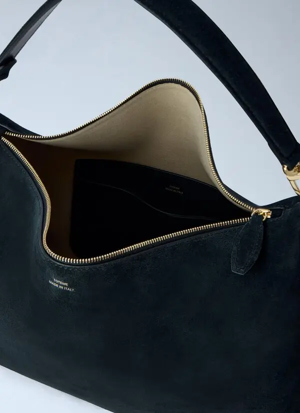 TOTEME Medium Bevel Suede Shoulder Bag - Black