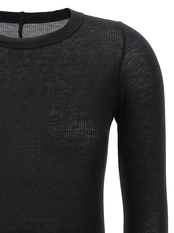 Rick Owens Ribbed Long Sleeve T-shirt - Black