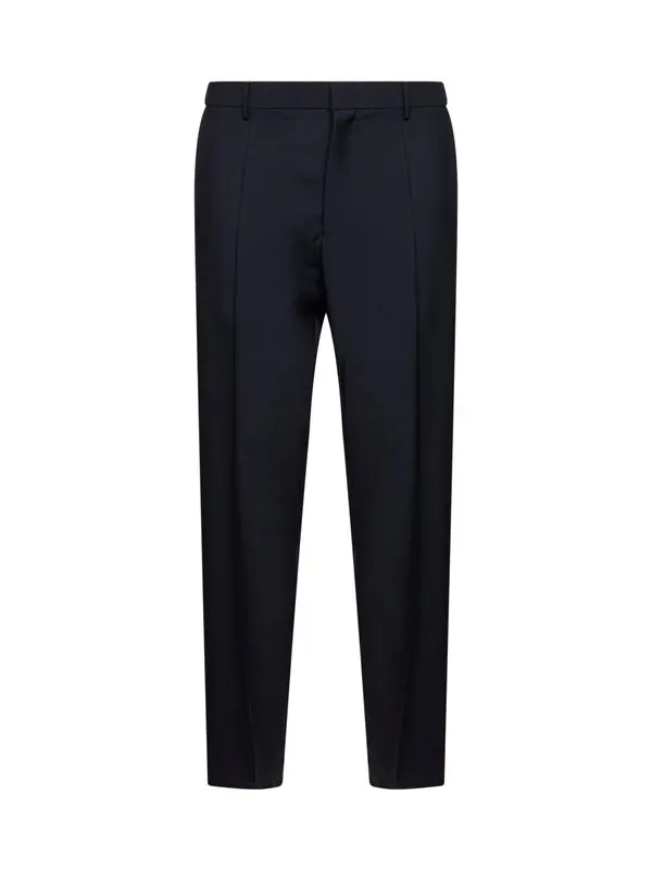 JIL SANDER Dark Blue Wool And Mohair Tapered Trousers - Multicolor