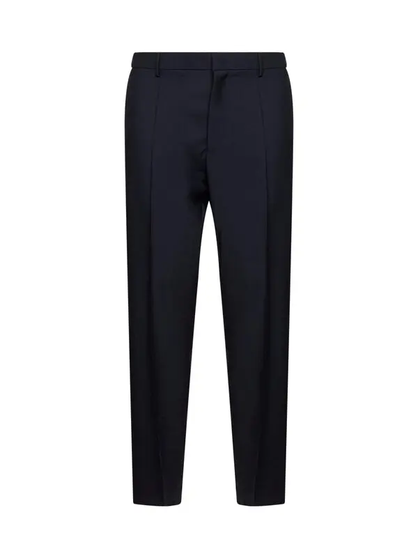 JIL SANDER Dark Blue Wool And Mohair Tapered Trousers - Multicolor
