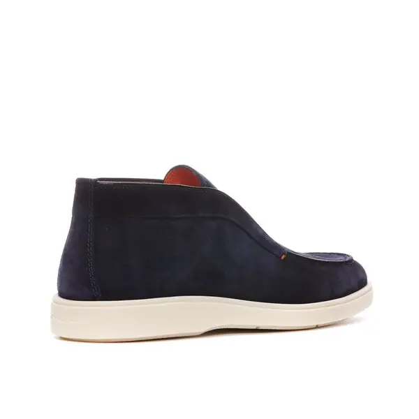 Santoni Suede Desert Booties - Blue