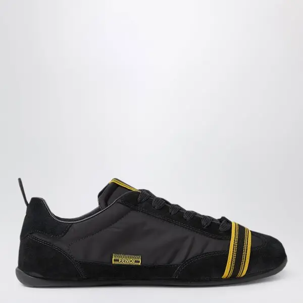 Fendi Suede And Fabric Wrap Trainers - Black
