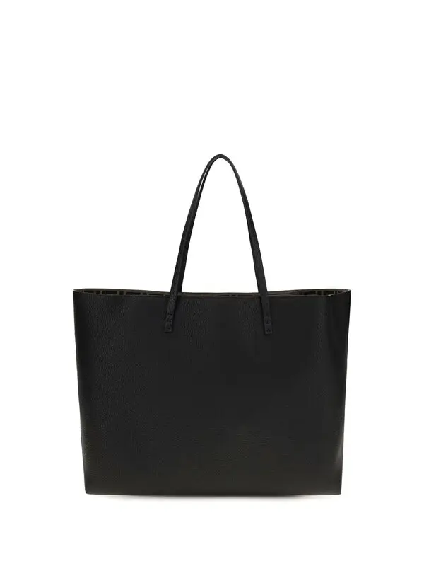 Fendi Medium Roll Roman Leather Shopping Bag - Black