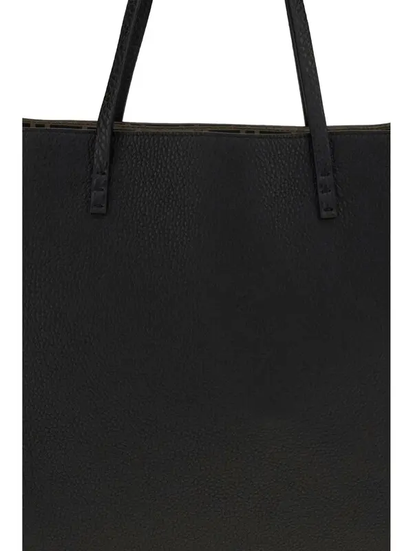 Fendi Roman Leather Shopping Bag - Black