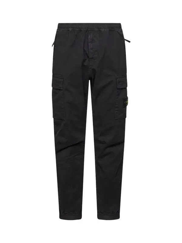 Stone Island Black Organic Stretch Broken Twill Cargo Trousers - Multicolor