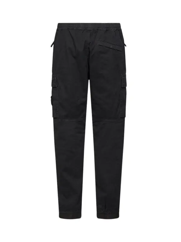 Stone Island Black Organic Stretch Broken Twill Cargo Trousers