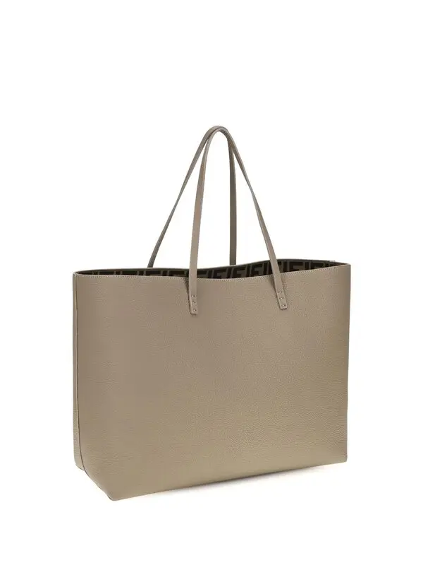 Fendi Roll Roman Leather Shopping Bag - Cream