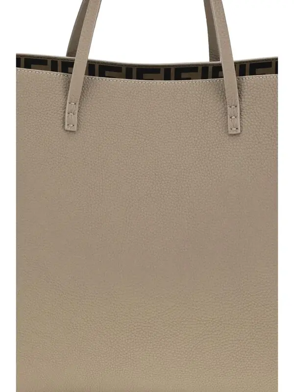 Fendi Roll Roman Leather Shopping Bag - Cream