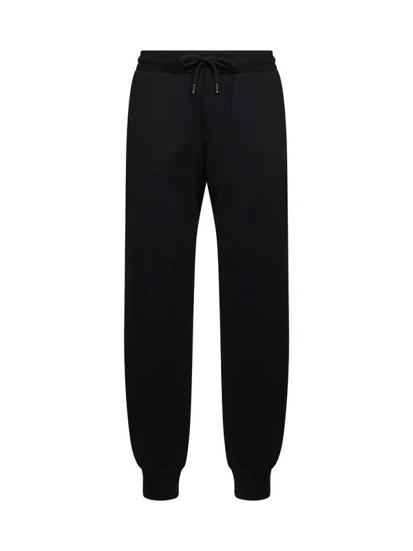 Dolce & Gabbana Black Cotton Fleece Embroidered Sweatpants - Multicolor