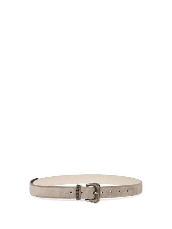 Brunello Cucinelli Suede Belt With Shiny Loop - Cream