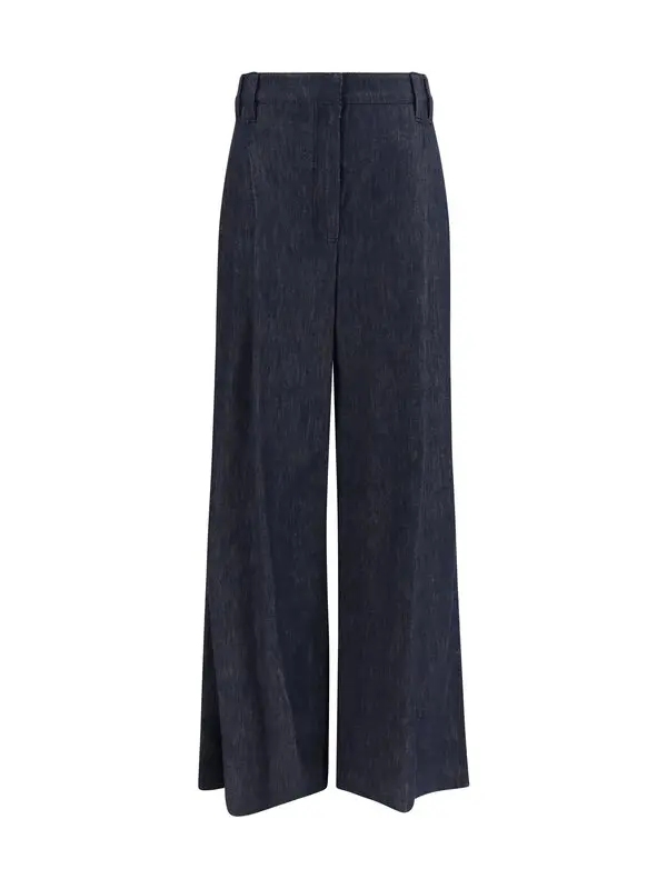 Brunello Cucinelli Denim Effect Twill Wide Pants