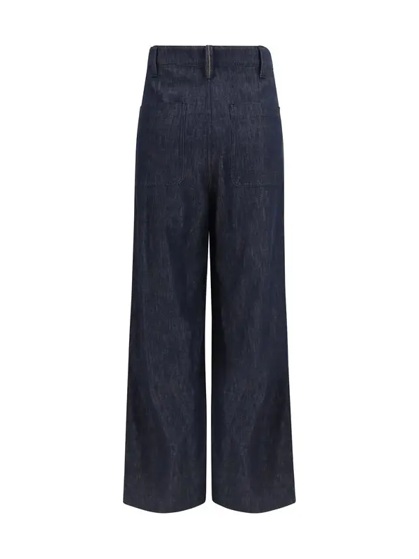 Brunello Cucinelli Denim Effect Twill Wide Pants