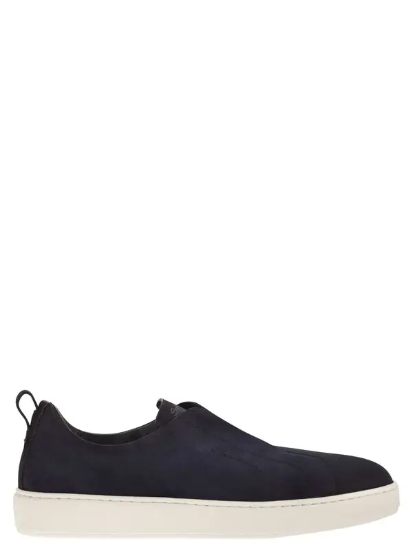 Santoni Suede Leather Slip-on Trainers - Blue
