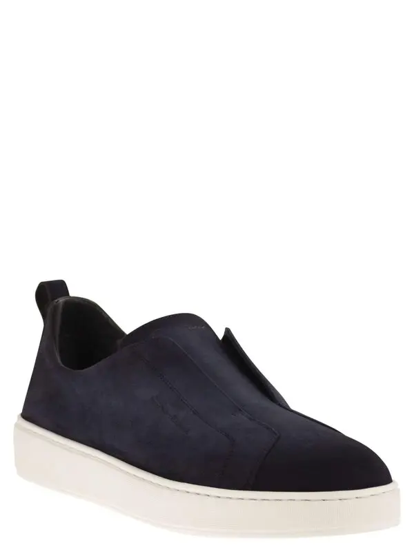Santoni Suede Leather Slip-on Trainers - Blue