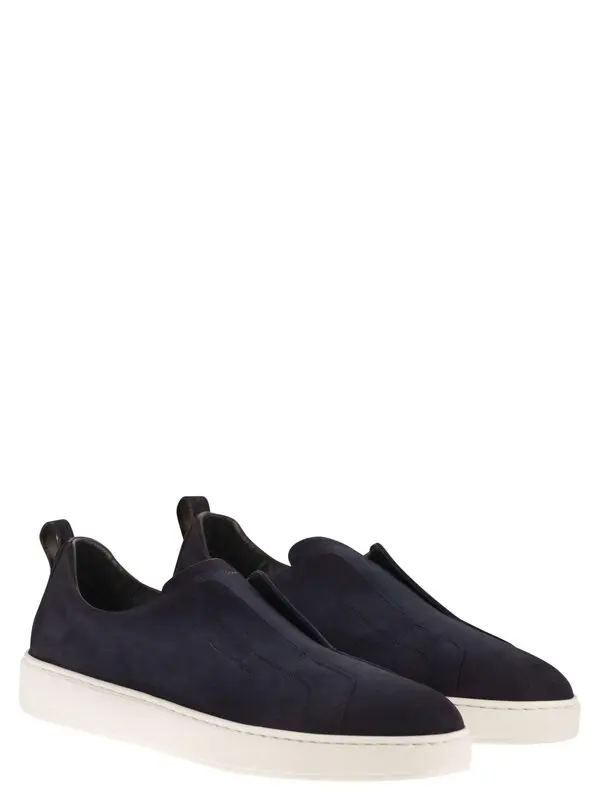Santoni Suede Leather Slip-on Trainers - Blue