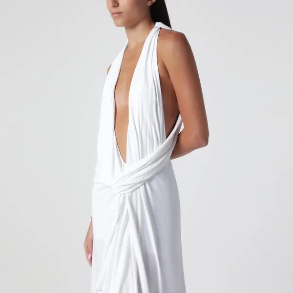 Christopher Esber Spire Cascade Viscose Midi Dress - White